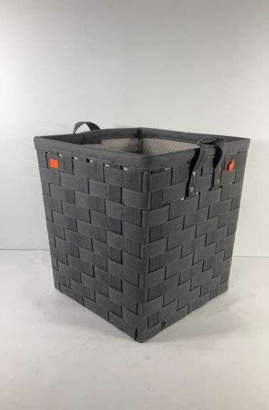 Bombay Heritage woven fabric laundry hamper basket, 16x16x17” - Hash ...
