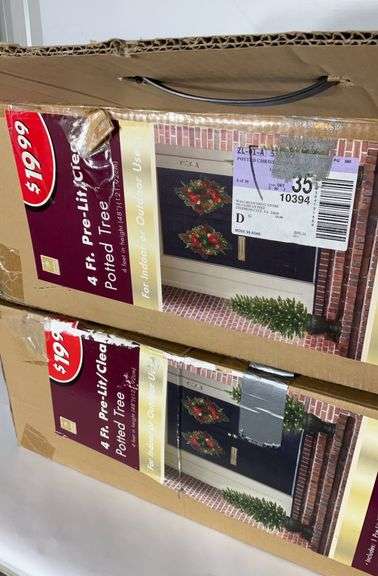 Two four foot pre-lit trees, in boxes - Hash Auctions