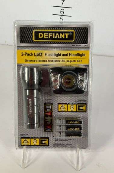 Defiant 2-pack LED flashlight and headlight. Manufacturer sealed ...