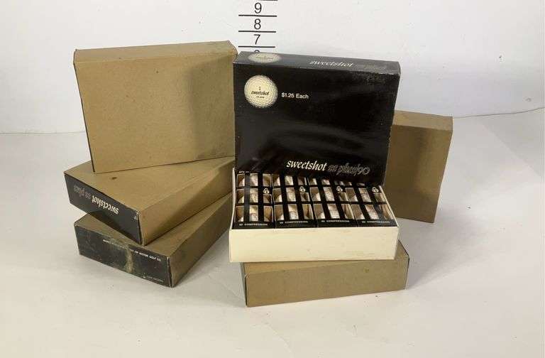 5 boxes of golf balls. Sweetshot ss plus/90 - Hash Auctions