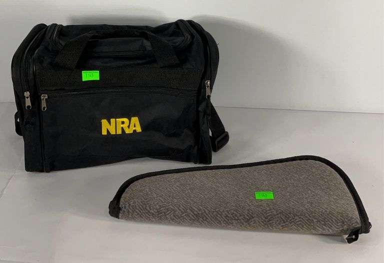 Soft case (8 3/8” barrel 7x17.5”) and a NRA 14x7x10in bag. - Hash Auctions