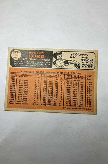 1966 Topps baseball Whitey Ford #160 - Hash Auctions