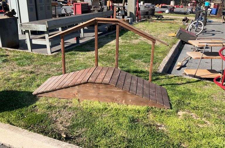 Wooden Decor walk Over Bridge, 24” wide x 6 foot total length, incline ...