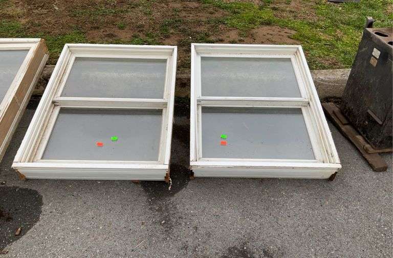 Pair of wooden framed windows, 40”H x 29”W - Hash Auctions
