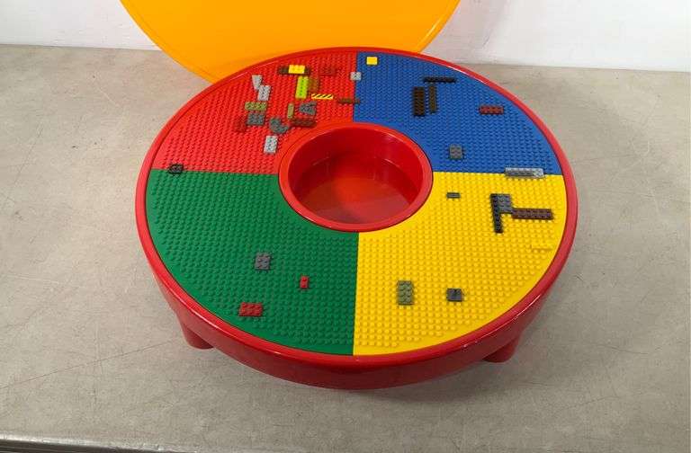 Tot Tutors Lego building table with center bowl and lid, 22.5x5” - Hash ...