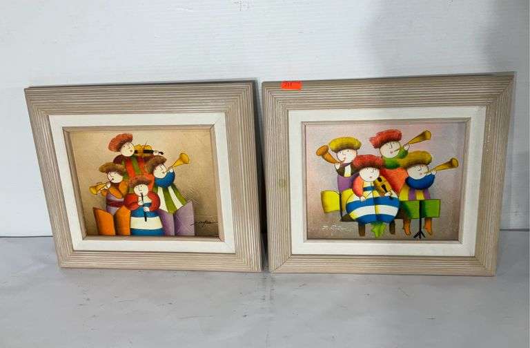 J. Roybal musical quartet original paintings, artist signed 15x13.5 ...
