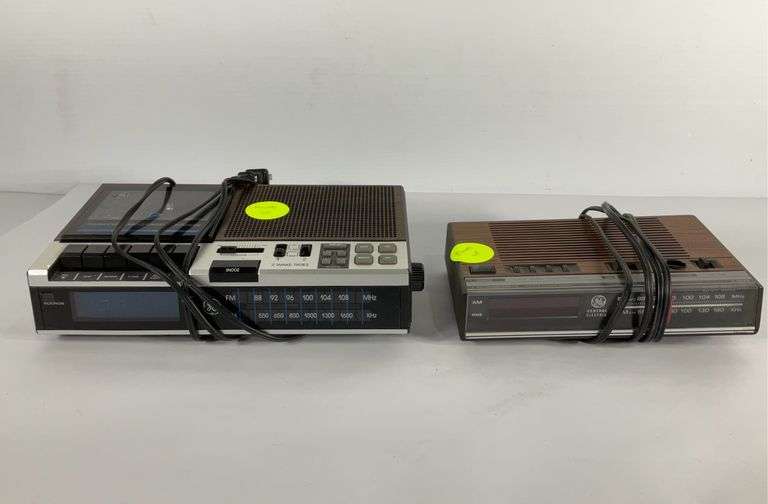 GE fm/am clock-radio-cassette recorder (powers on) and a GE fm/am clock ...