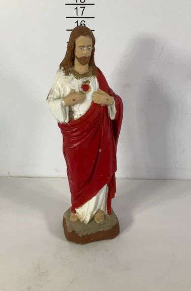 Cement painted Jesus statue. - Hash Auctions