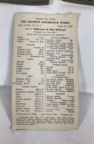 Baldwin Locomotive photographs. - Hash Auctions