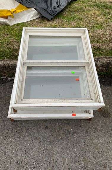 Pair of wooden framed windows, 40”H x 29”W - Hash Auctions
