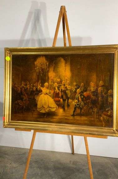 Framed print on board, French Court Scene Dance Recital, G. Schöbel ...