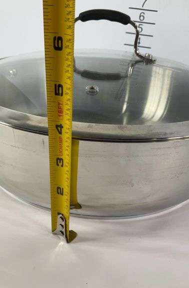 Hamilton Beach stainless steel jumbo pan with lid. - Hash Auctions