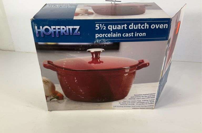 Hoffritz 5 1/2 quart Dutch oven. Porcelain cast iron. Appears to be ...