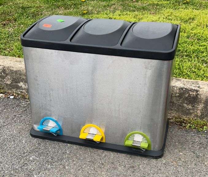 Three section trashcan, 23”L x 11”W - Hash Auctions