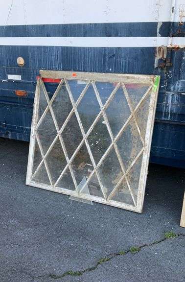 Framed diamond design window, 46”x46” broken corner - Hash Auctions