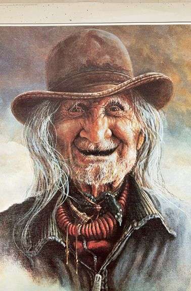 Unframed print, “Your Place or Mine” by M. Scavel, has rip and spots ...