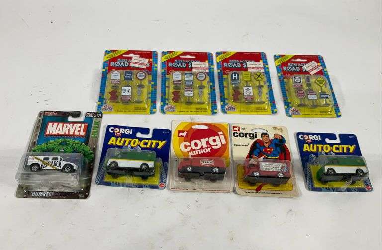 Die cast metal cars: Micro action road signs, corgi auto city cars ...