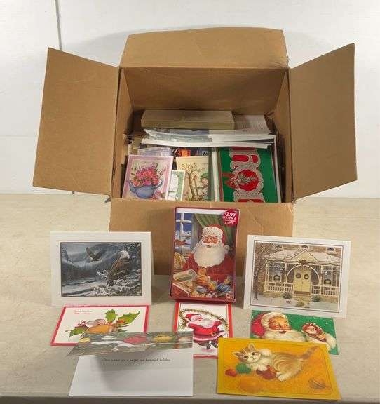 Box of greeting cards, mostly Christmas, some envelopes - Hash Auctions