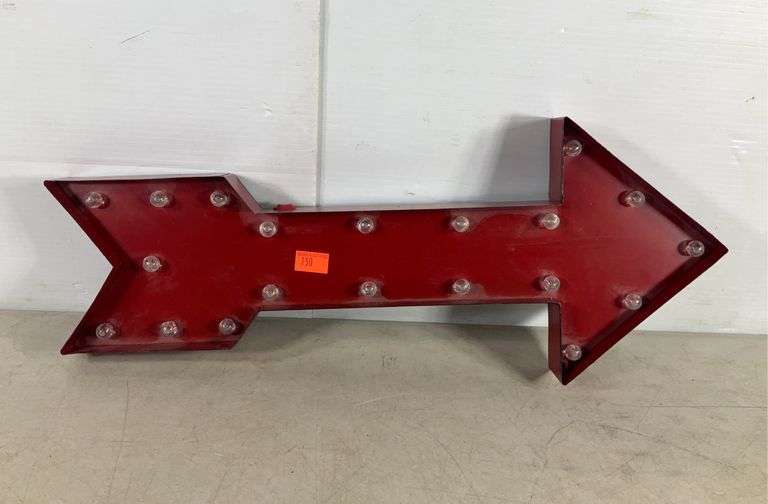 Metal wall decor lighted arrow sign, works, battery powered, 24x9.5 ...