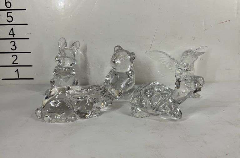 Five princess house pets 24% lead crystal figurines , 2 rabbits, bird ...