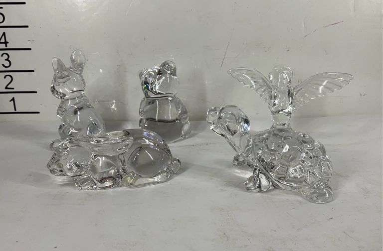 Five princess house pets 24% lead crystal figurines , 2 rabbits, bird ...