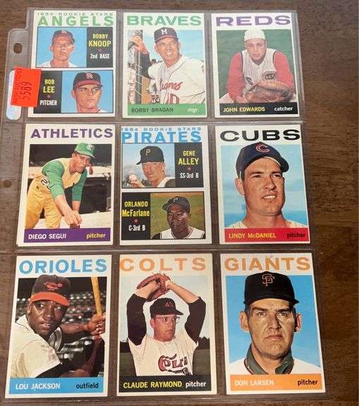 Nine 1964 Topps Baseball Cards: Bobby Bragan, John Edwards, Diego Segui ...
