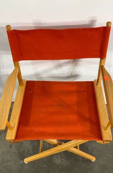 Orange canvas directors chair, 18in to seat, folds - Hash Auctions