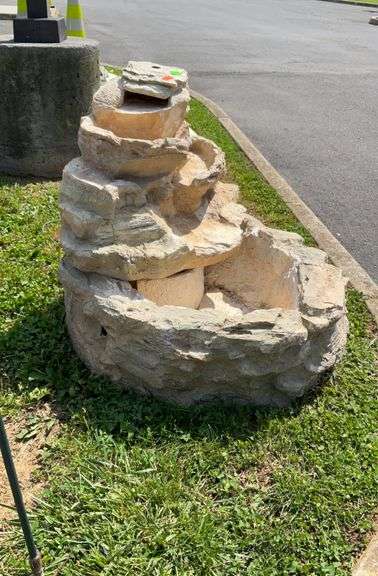 Four tier faux rock water fountain, 27”H x 28”W, works per consigner ...