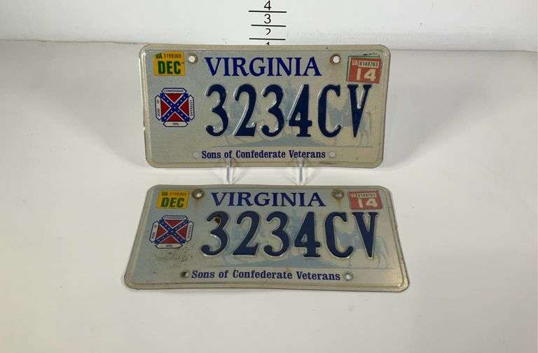 Virginia Sons Of Confederate Veterans car plates. - Hash Auctions