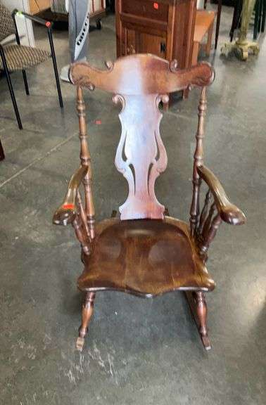 Hard wood spindle rocking chair - Hash Auctions