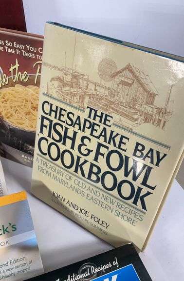 Box of cookbooks. The Chesapeake Bay, fish and bowl cookbook and more ...