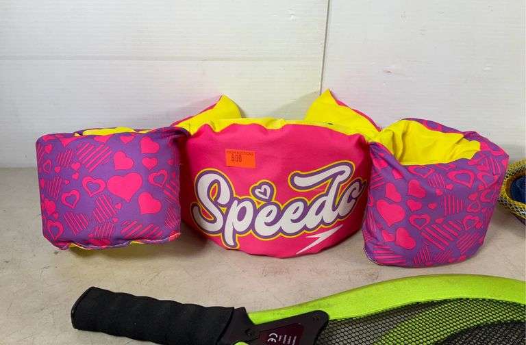 Kid’s sports group, foam bat, field hockey stick, bug nets, Speedo swim ...