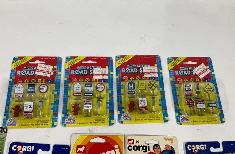 Die cast metal cars: Micro action road signs, corgi auto city cars ...