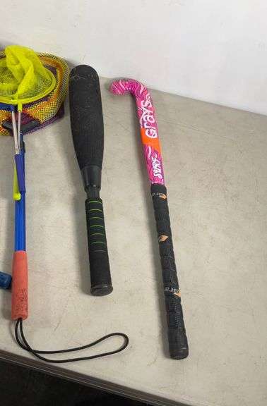 Kid’s sports group, foam bat, field hockey stick, bug nets, Speedo swim ...