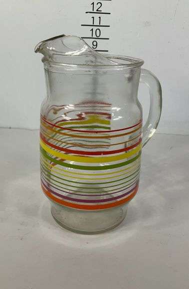 Vintage glass pitcher. Multi colors. - Hash Auctions