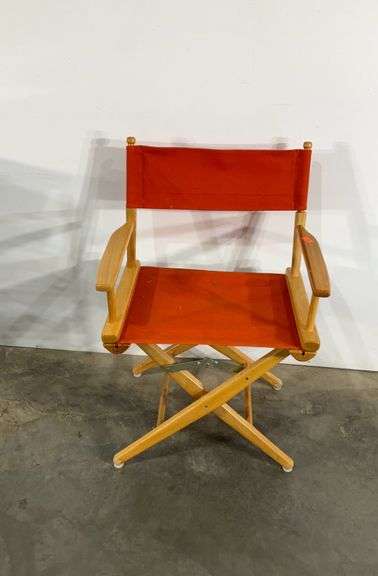 Orange canvas directors chair, 18in to seat, folds - Hash Auctions