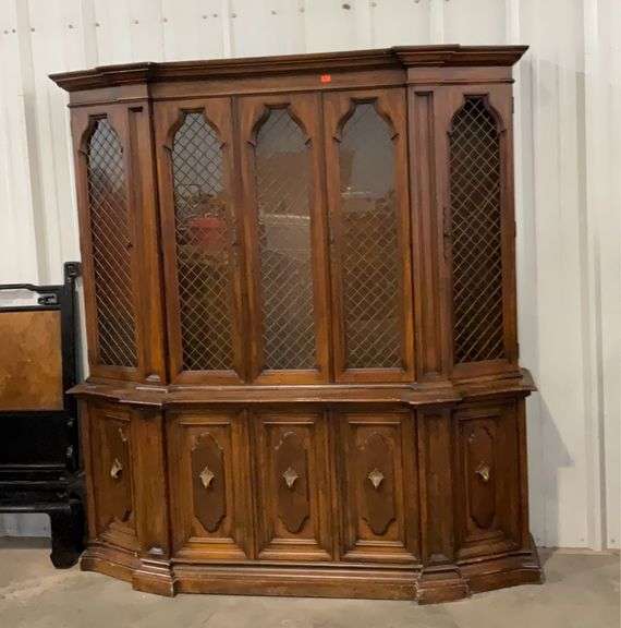Two piece china cabinet, missing shelves, one door is missing glass ...