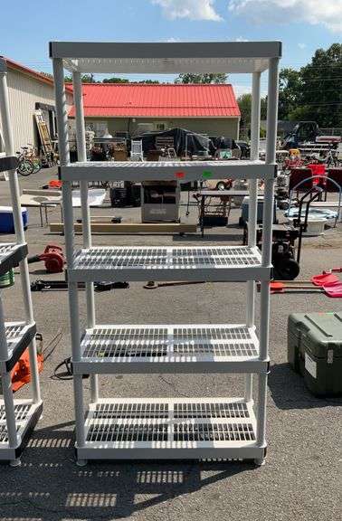 Keter five tier poly shelving unit, 74”H x 36”L x 18”W - Hash Auctions