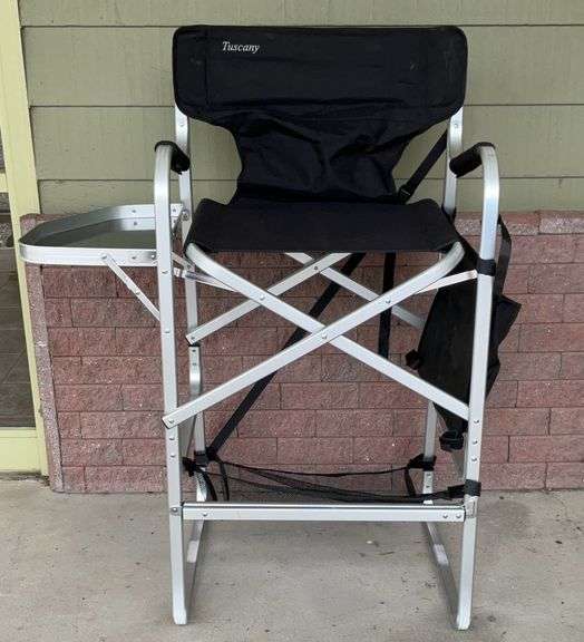 Tuscany Tall Folding Directors Chair with Side Table - Hash Auctions