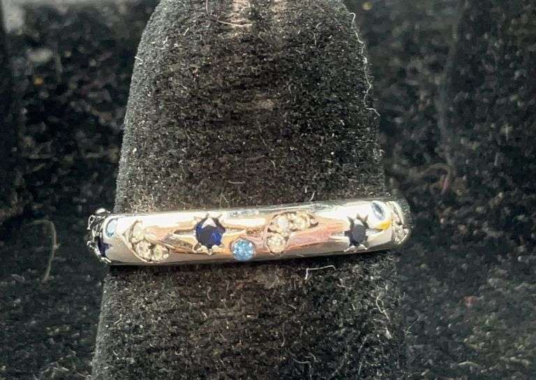 Size 6 Sterling silver inlaid rhinestone celestial band ring - Hash ...