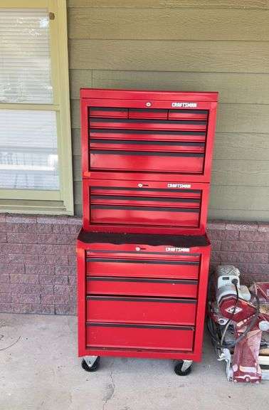 Craftsman 3 piece tool chest 14 drawer with 4” casters. 5’ tall x2’3 ...
