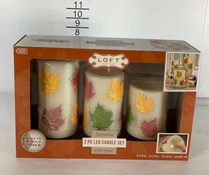 3pc fall LED candle set flameless with timer. - Hash Auctions