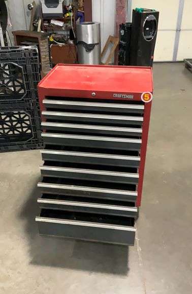 Craftsman 9 drawer tool chest. No key but unlocked. 2’3”x1’18”x3’3”. 4 ...