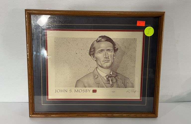 Framed print, John S. Mosby, signed and numbered, 21x17 - Hash Auctions