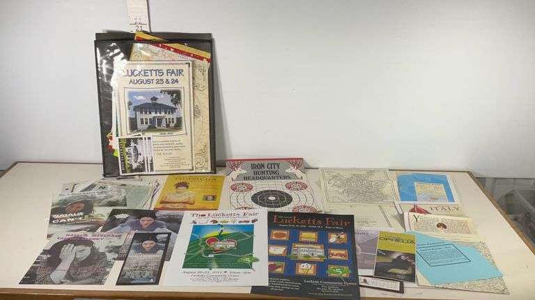Ephemera, maps, Lucketts Fair posters, Natalie Merchant magazine pages ...