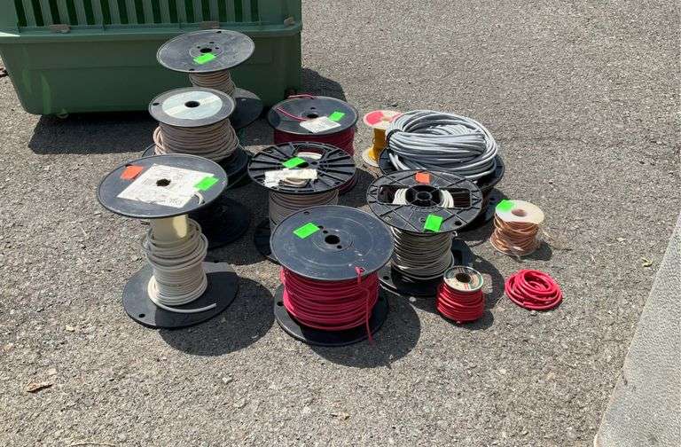 Lot of poly coated wire spools, various amounts left on spools - Hash ...
