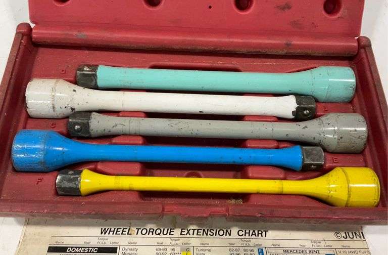 Mac Tools, 5-pc wheel torque extension kit, 1/2” Drive. - Hash Auctions