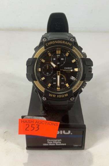 Casio wrist watch Chronograph WR100M, running - Hash Auctions
