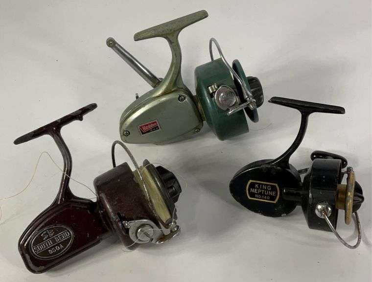 Three fishing reels. King Neptune, South Bend and Heddon. - Hash Auctions