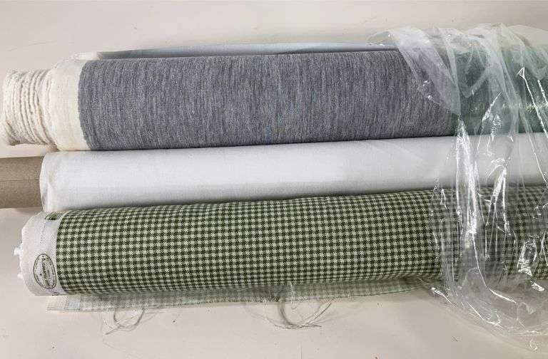 Three rolls of upholstery fabric, 56” wide - Hash Auctions